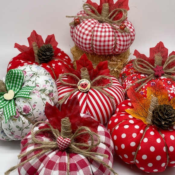 Hand Crafted | Holiday | One Red Pumpkin Of Your Choice Stuffed Fabric ...